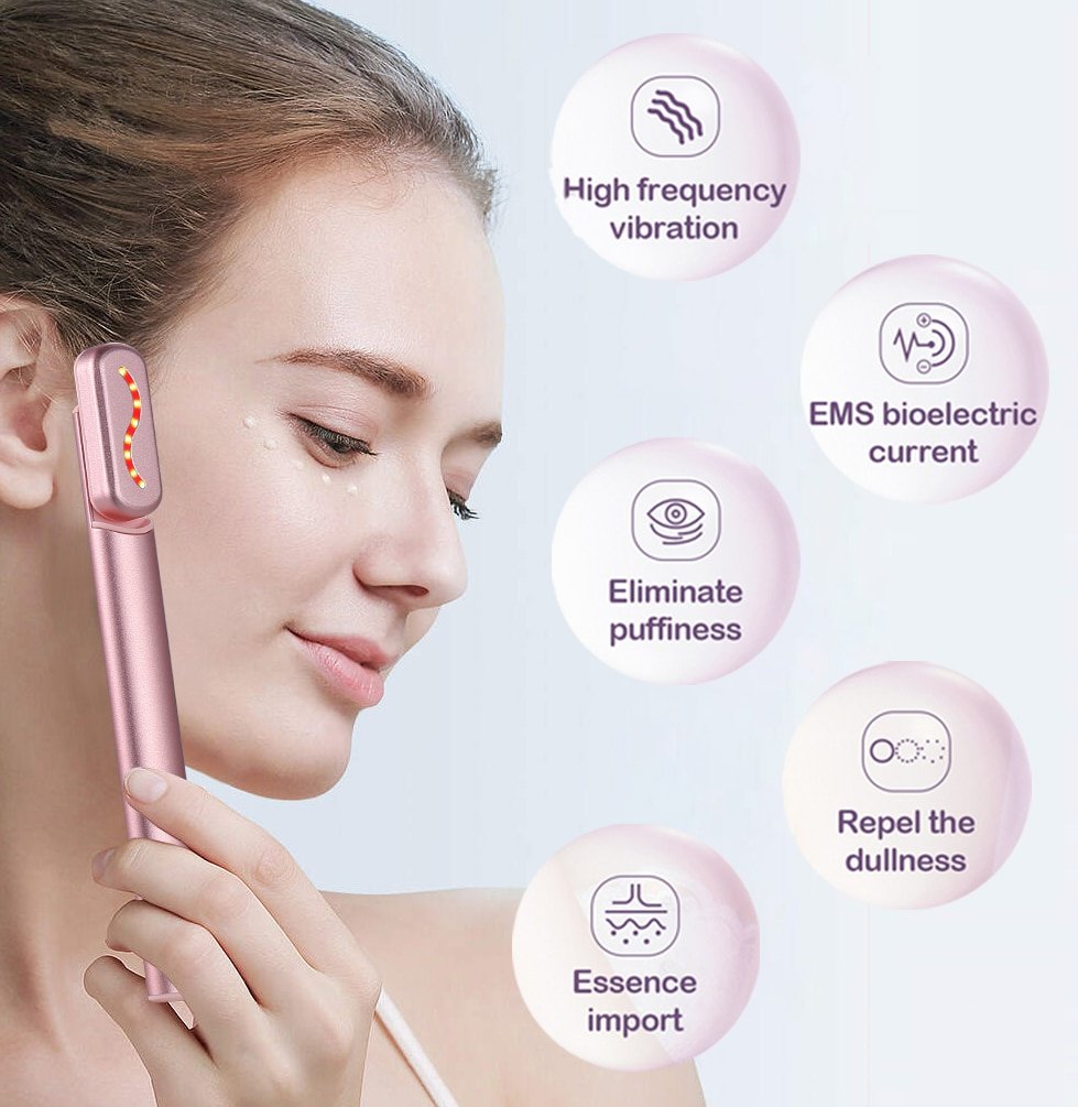 Eye Wand Massager 4-in-1 EMS Microcurrent Face Lift Skin Tightening Red ...