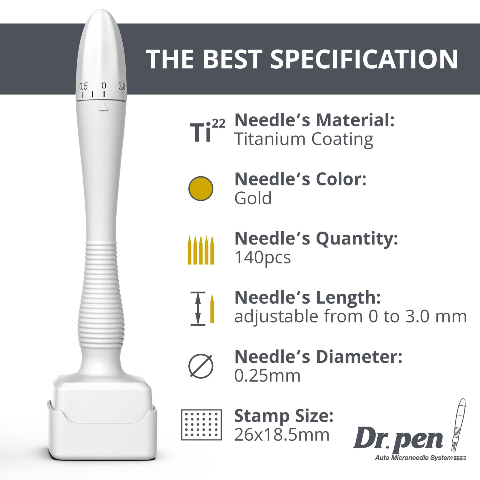 140A Adjustable Derma Stamp Stainless Still Needles - Mico Aes